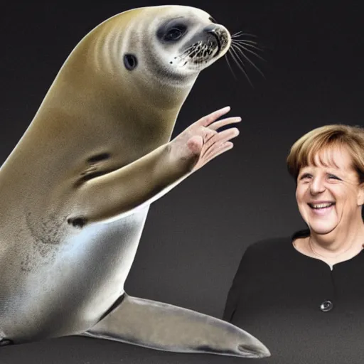 angela merkel laughing hysterically while clubbing a | Stable Diffusion ...