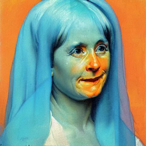 Face portrait of a cyan woman and an orange woman. A | Stable Diffusion ...