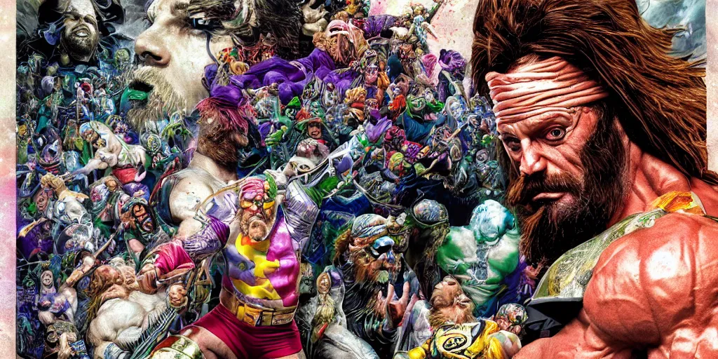 hyperrealistic mixed media portrait of macho man randy | Stable ...