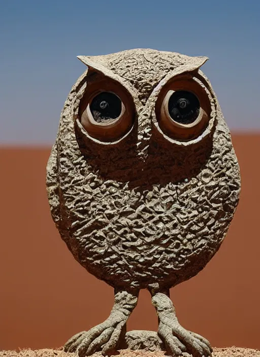a alien owl in a desert, symmetrical, sculpture | Stable Diffusion ...