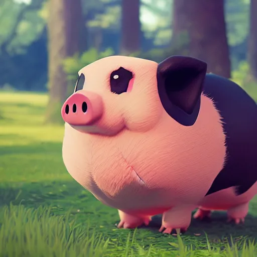 pokemon pig, style game square enix life, trending on | Stable ...
