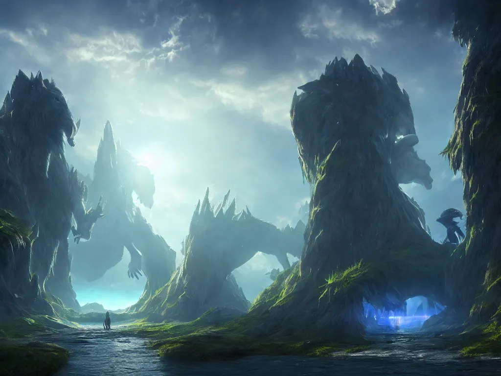 the gates of the utopia dimension with two giants | Stable Diffusion ...