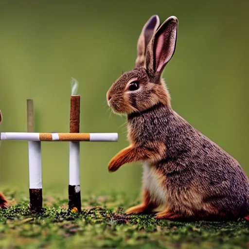 a family of brown bunnies smoking cigarettes photo | Stable Diffusion ...