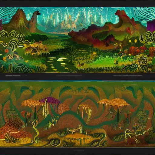 bold ornate fantasy ecosystem infographics in the | Stable Diffusion