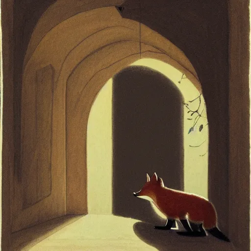 A fox in a robe sits in the sunlight streaming through | Stable ...
