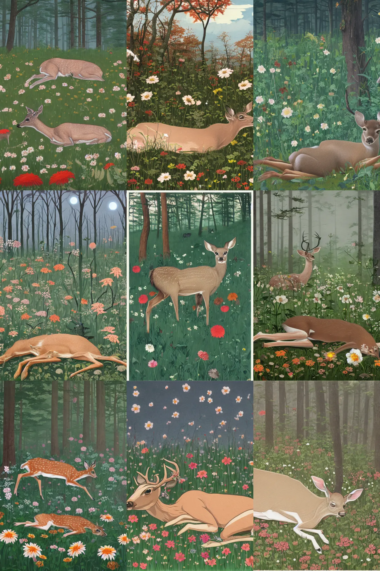 a dead deer doe with flowers growing out of its body | Stable Diffusion ...