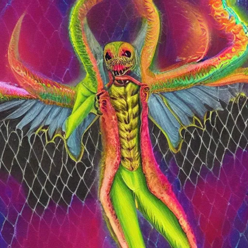 a man with infernal devil wings in an iridescent | Stable Diffusion | OpenArt
