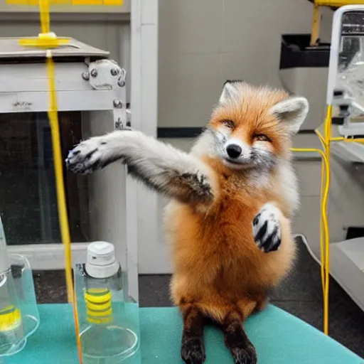 fox animals conducting experiments in a silly lab, | Stable Diffusion ...