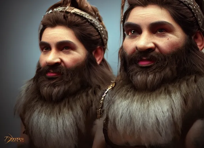 Beautiful art portrait of a bearded female dwarf | Stable Diffusion