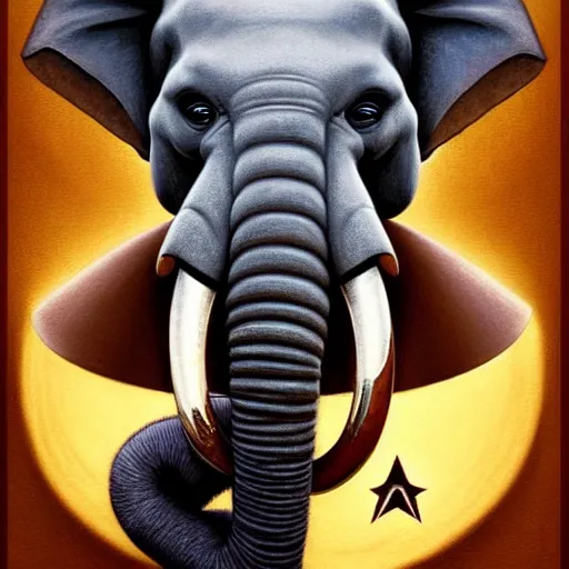 a portrait of an elephant in a starfleet uniform star | Stable ...