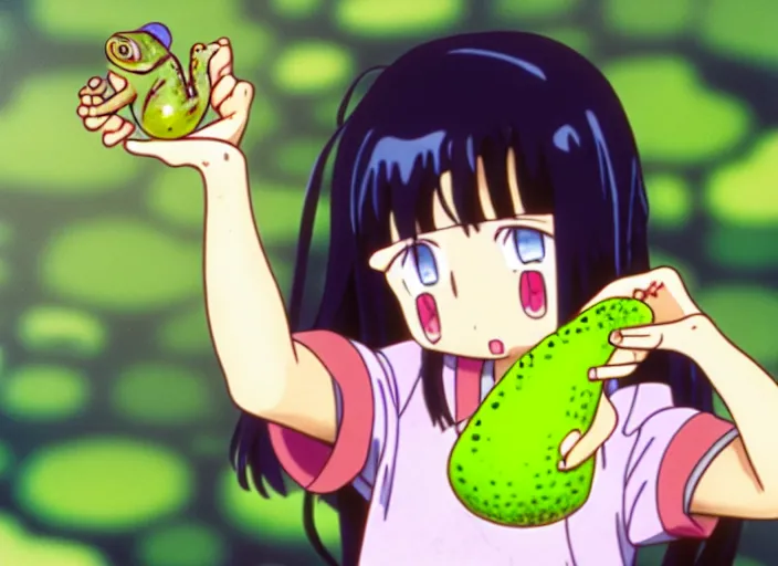 a messy little girl holding a fat slimy toad up to the | Stable ...