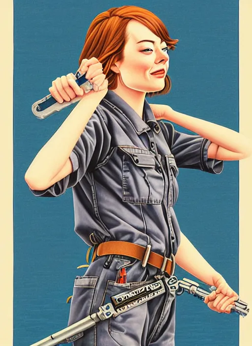 realistic portrait of emma stone as a mechanic, with | Stable Diffusion ...