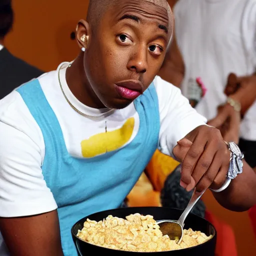 tyler the creator using a comedically giant spoon to | Stable Diffusion ...