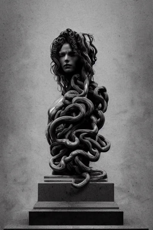 A portrait of medusa as a black and white marble | Stable Diffusion