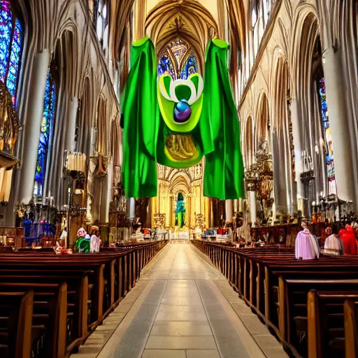 Kermit the frog as a catholic priest leading mass in a | Stable ...