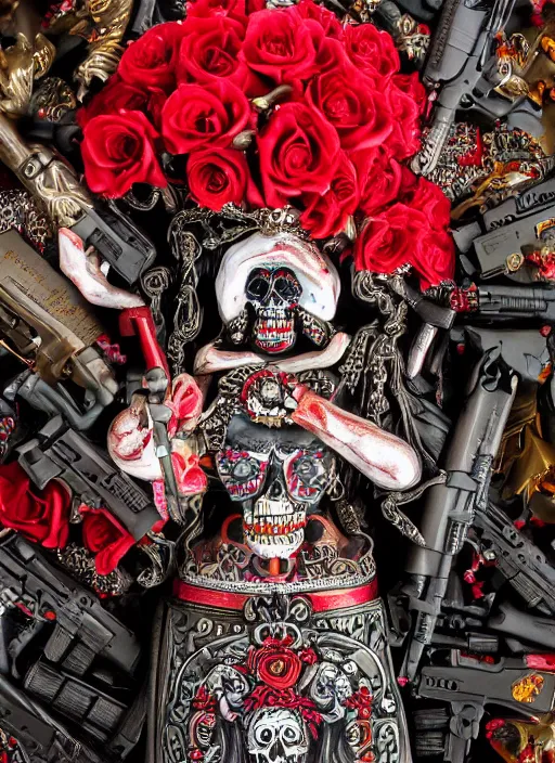 Mexican masterpiece of santa muerte with the book of | Stable Diffusion