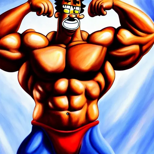 a painting of an incredibly buff garfield with massive | Stable ...