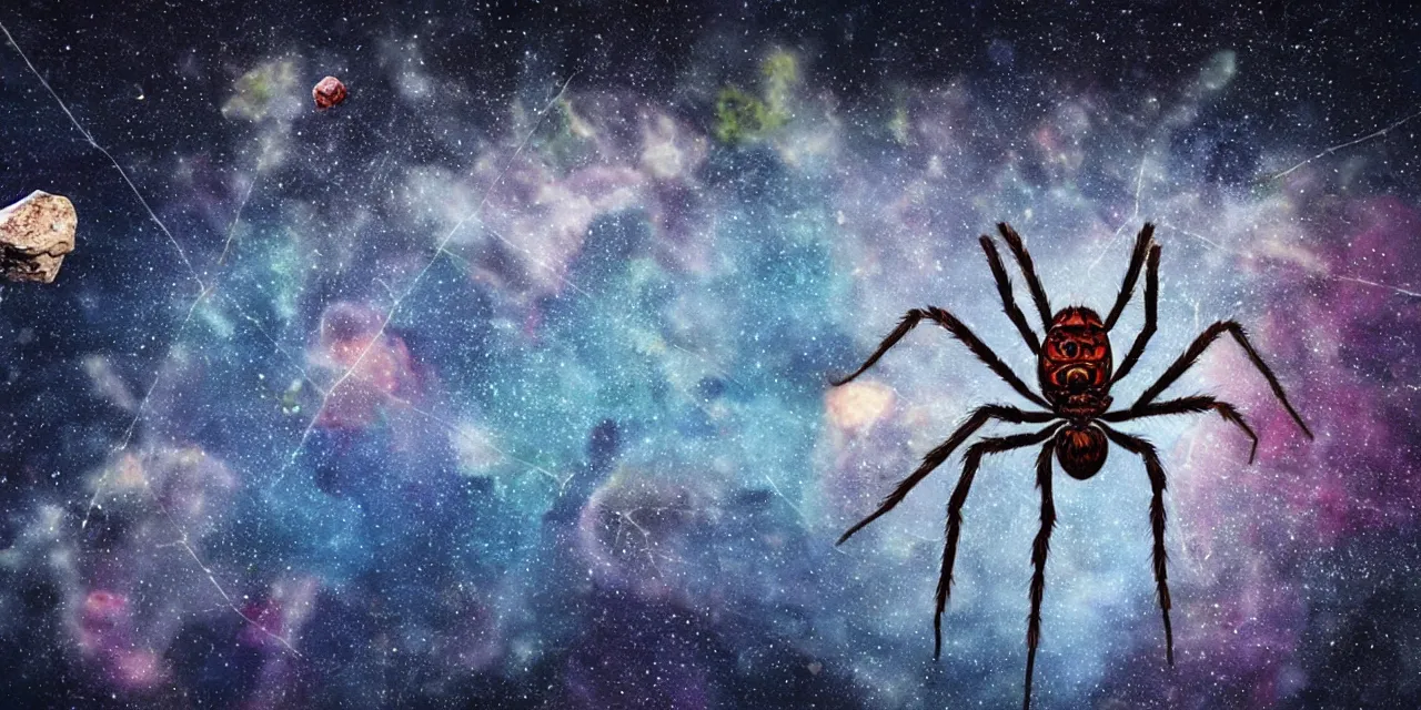 surreal painting of a giant spider in the village at a | Stable Diffusion