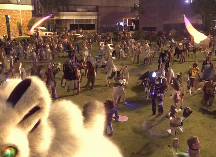 mass shooting at a furry convention, epic movie shot, | Stable ...