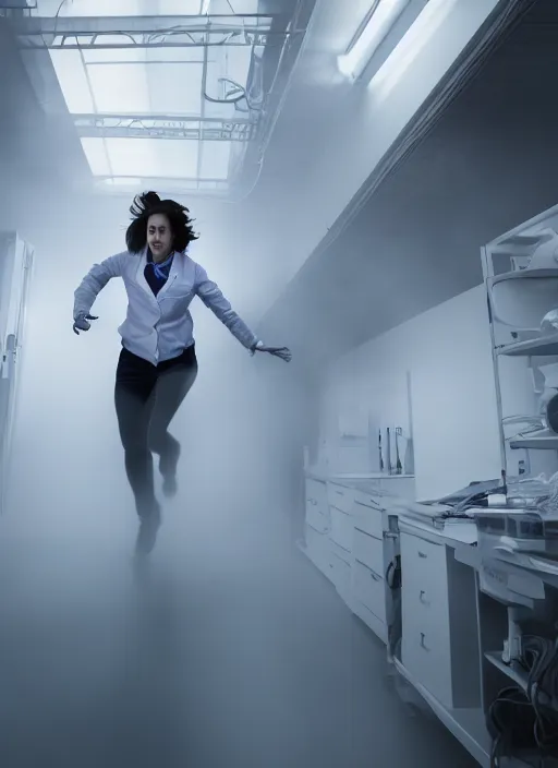 a stock photo of a female scientist running from a | Stable Diffusion ...