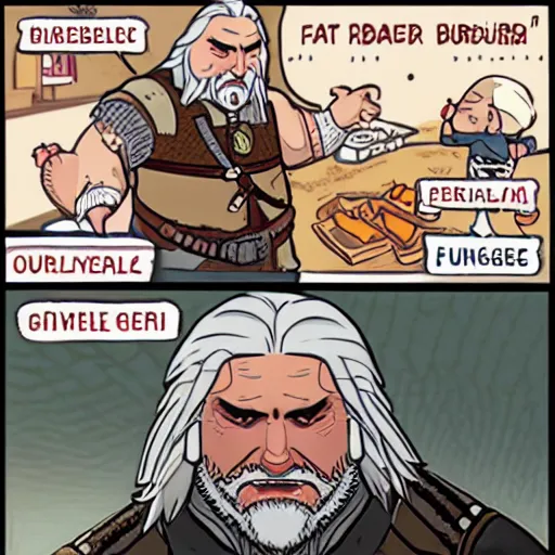 fat Geralt of Rivia eating Burgers | Stable Diffusion | OpenArt