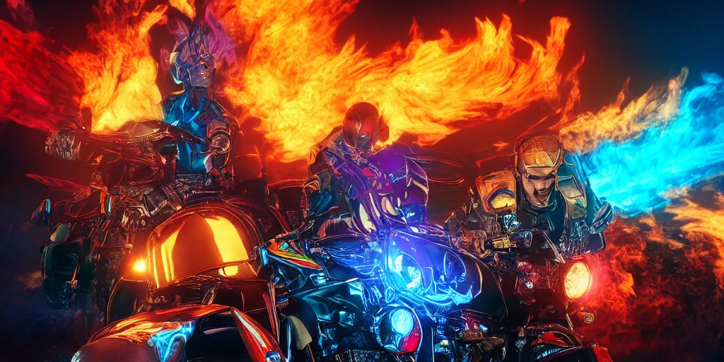 a octane render of marvel hell riders ri with rainbow | Stable ...