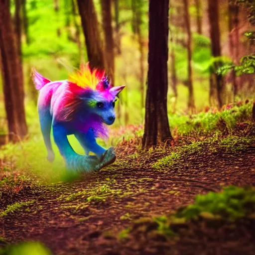 creature running in the forest, colorful chromatic | Stable Diffusion ...