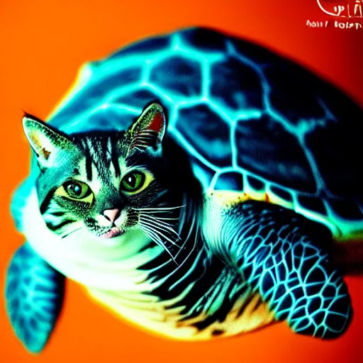 a feline sea turtle - cat - hybrid. animal photography, | Stable ...