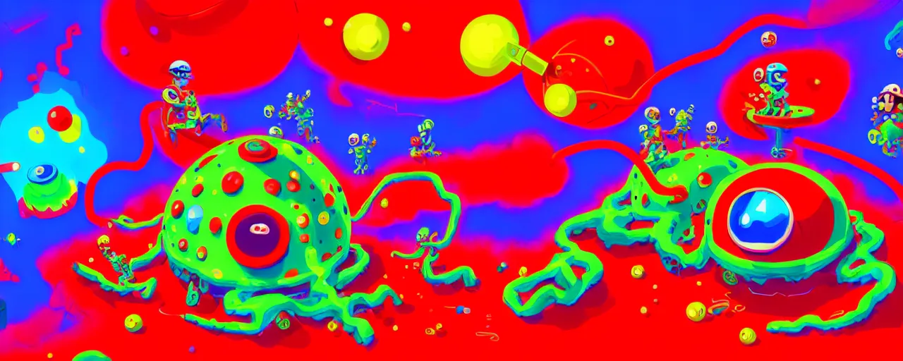 red blue green surreal illustration super mario having | Stable ...