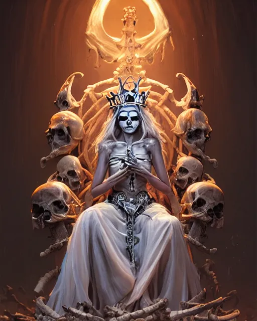 illustration of a bone queen sitting on her throne, | Stable Diffusion ...