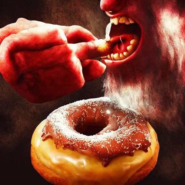 satan eat donuts out of a box trending on artstation | Stable Diffusion ...