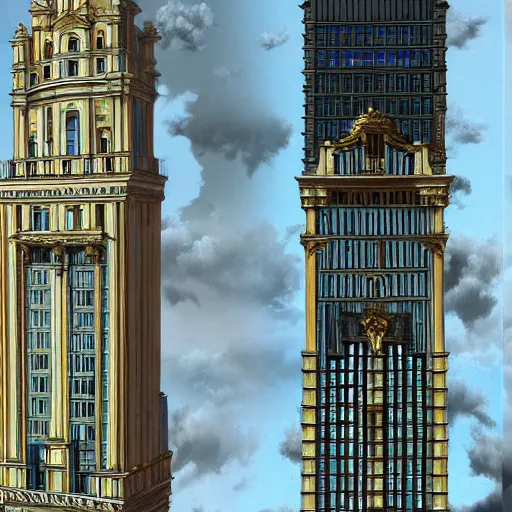 realistic concept art of a baroque skyscraper, high | Stable Diffusion ...