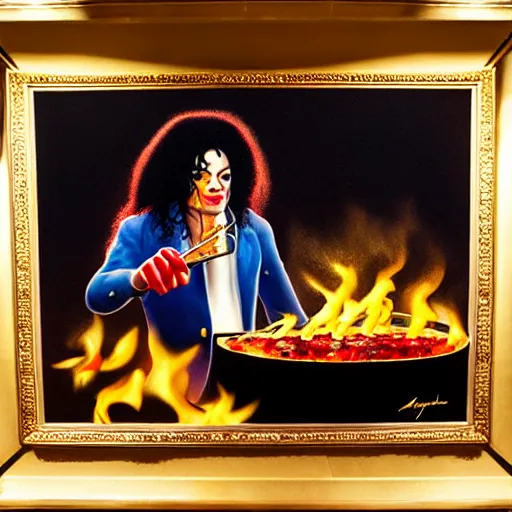 michael jackson cooking a bbq, abstract oil painting | Stable Diffusion ...