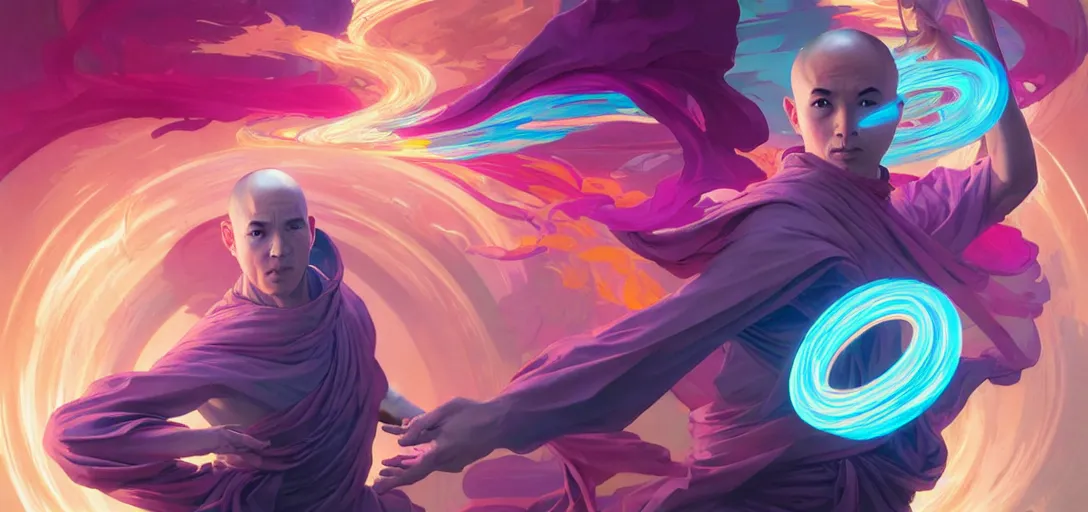 a floating monk, channeling swirling energy, wearing | Stable Diffusion ...