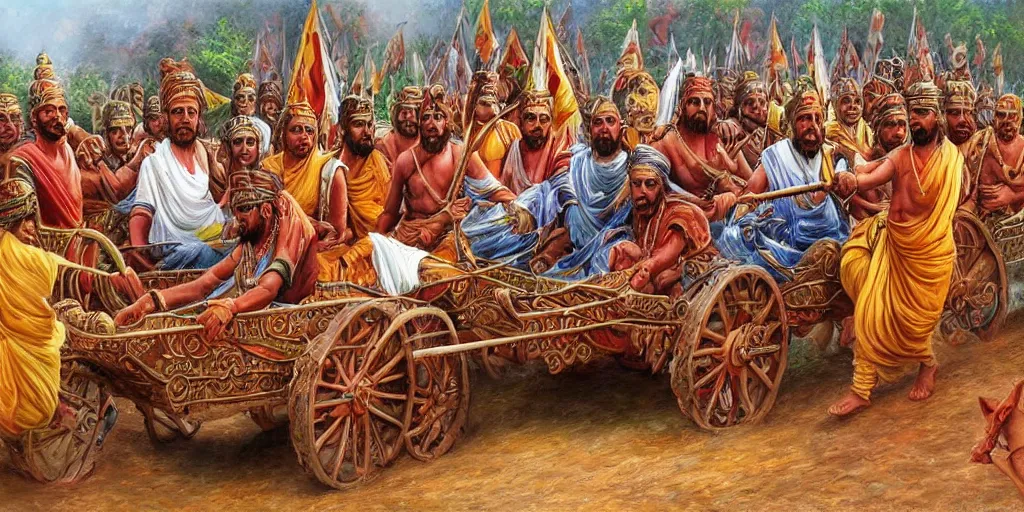 8k realistic painting of vedic aryans in their war | Stable Diffusion