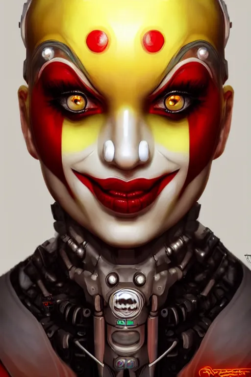 a cyborg clown with runny makeup in the metaverse by | Stable Diffusion ...