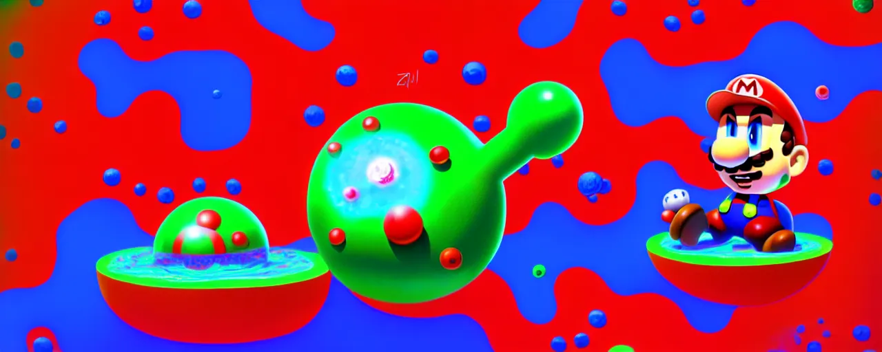 red blue green surreal illustration super mario having | Stable ...
