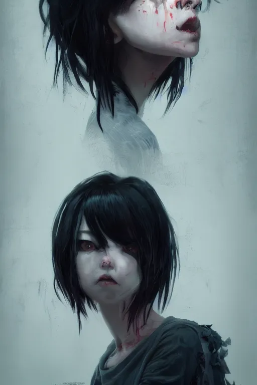 portrait of a creepy horror girl black hair by Tooth | Stable Diffusion ...