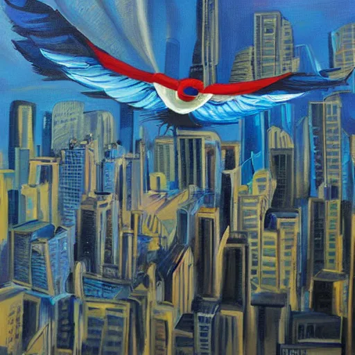 artist painting .flying in a blip. over a city | Stable Diffusion