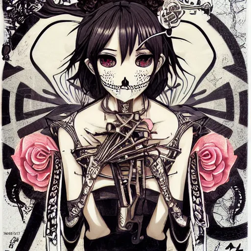 anime manga skull portrait young woman skeleton, | Stable Diffusion ...