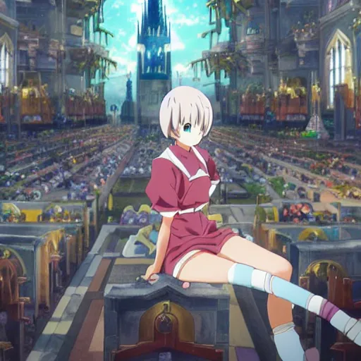 Key Anime Visual a macro anime girl sitting on a | Stable Diffusion ...