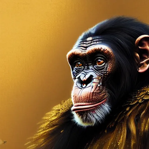 Portrait of a chimpanzee wearing beautiful golden | Stable Diffusion ...
