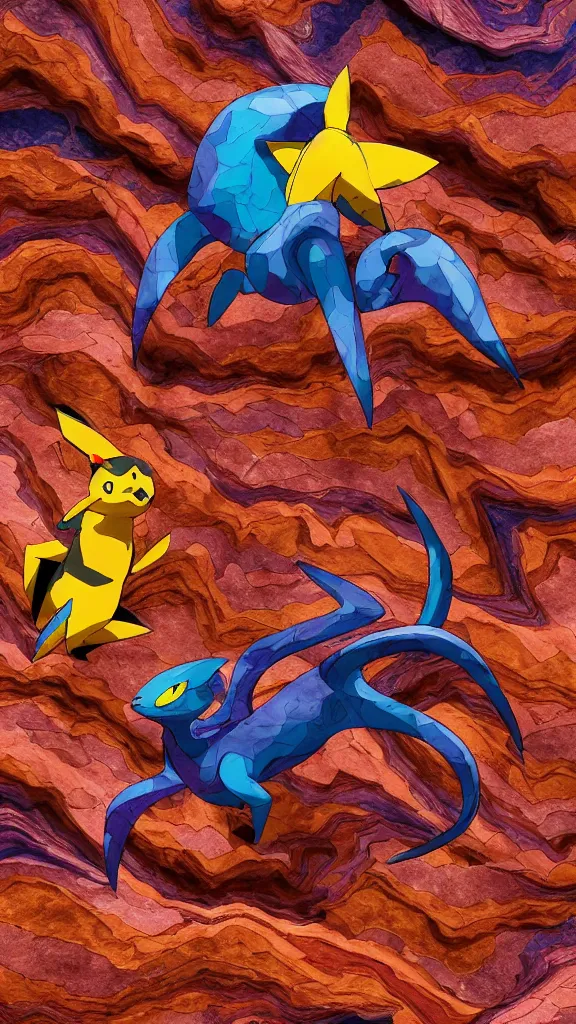 vivid color, folded, tessellated planes of rock, alien | Stable ...