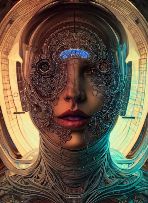 ancient beautiful cyborg girl face portrait, intricate | Stable ...