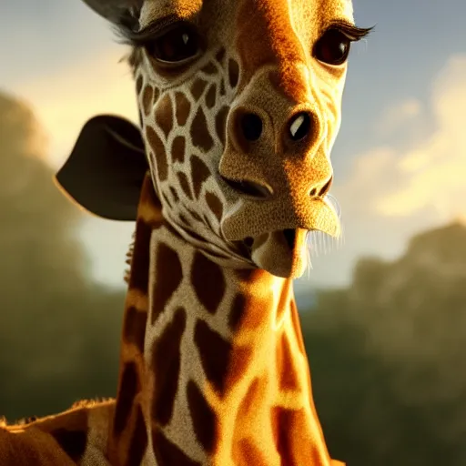 a highly detailed portrait of a humanoid giraffe in a | Stable ...