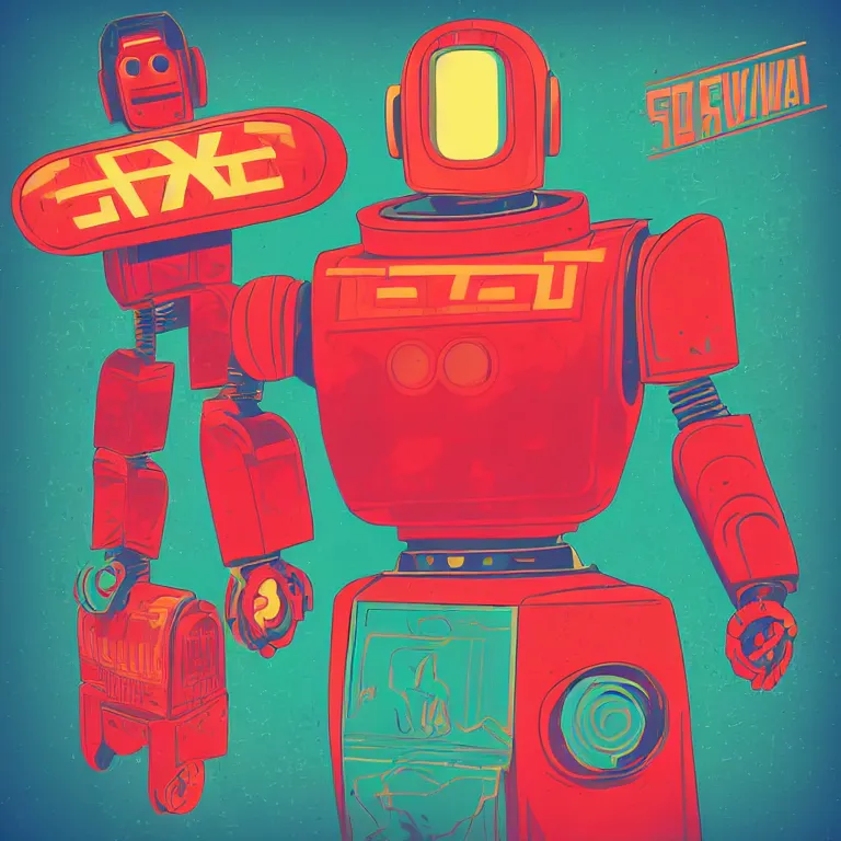 Retro-wave portrait of Soviet Robot in style of retro | Stable ...