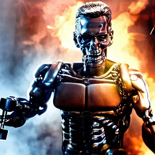 the terminator enjoying a glass of lemonade, hyper | Stable Diffusion ...