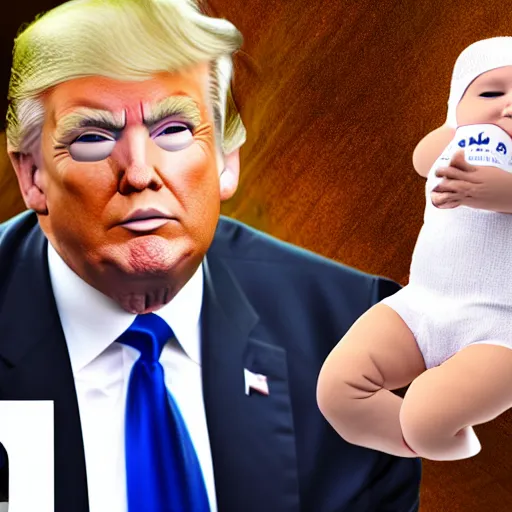 donald trump wearing baby nappies, hyper realistic, | Stable Diffusion ...