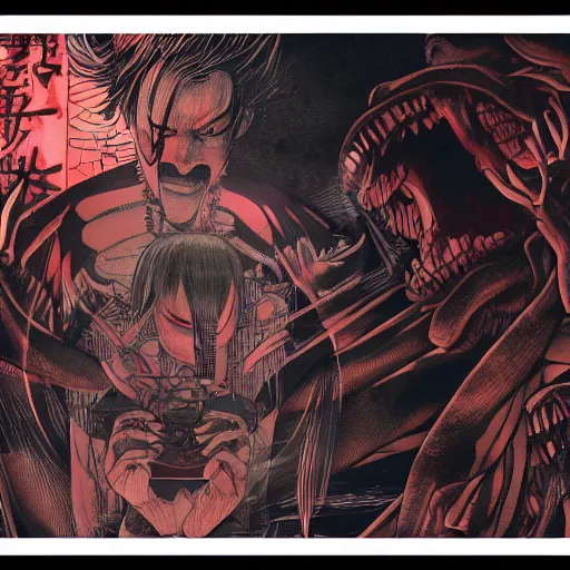 an intricate comic book panel of a japanese horror | Stable Diffusion ...