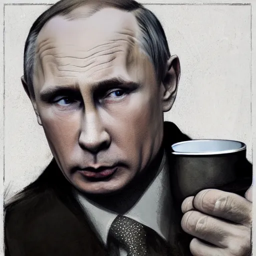 artstation concept of a weak Vladimir Putin holding a | Stable ...